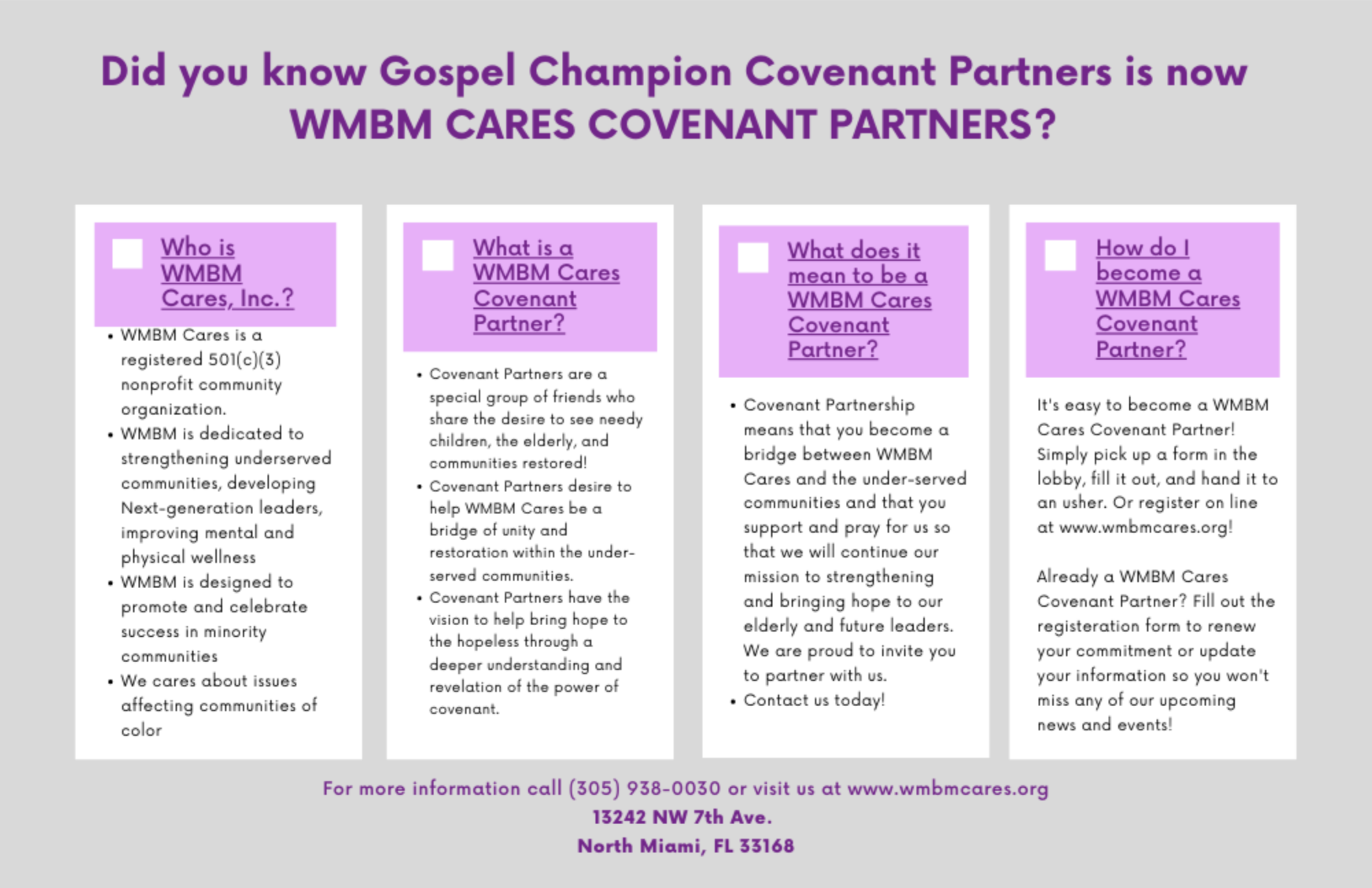 Individual Covenant Partner - WMBM Cares, Inc.