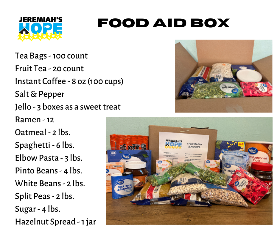 500 Food Aid Boxes for Ukraine - Spring 2023 - Jeremiah's Hope, Inc.